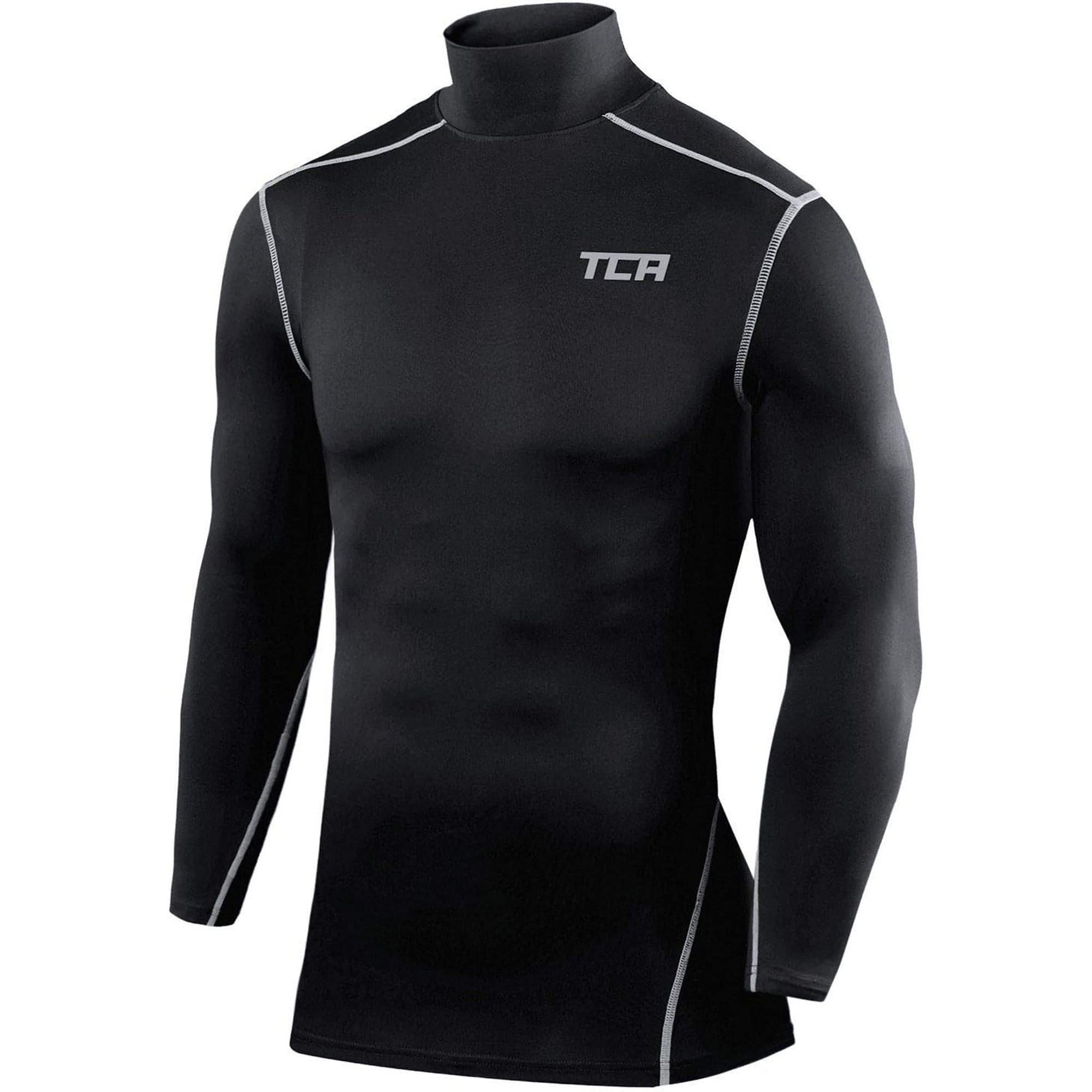 Tca Pro Performance Long Sleeve Mock Mens Compression Top Black