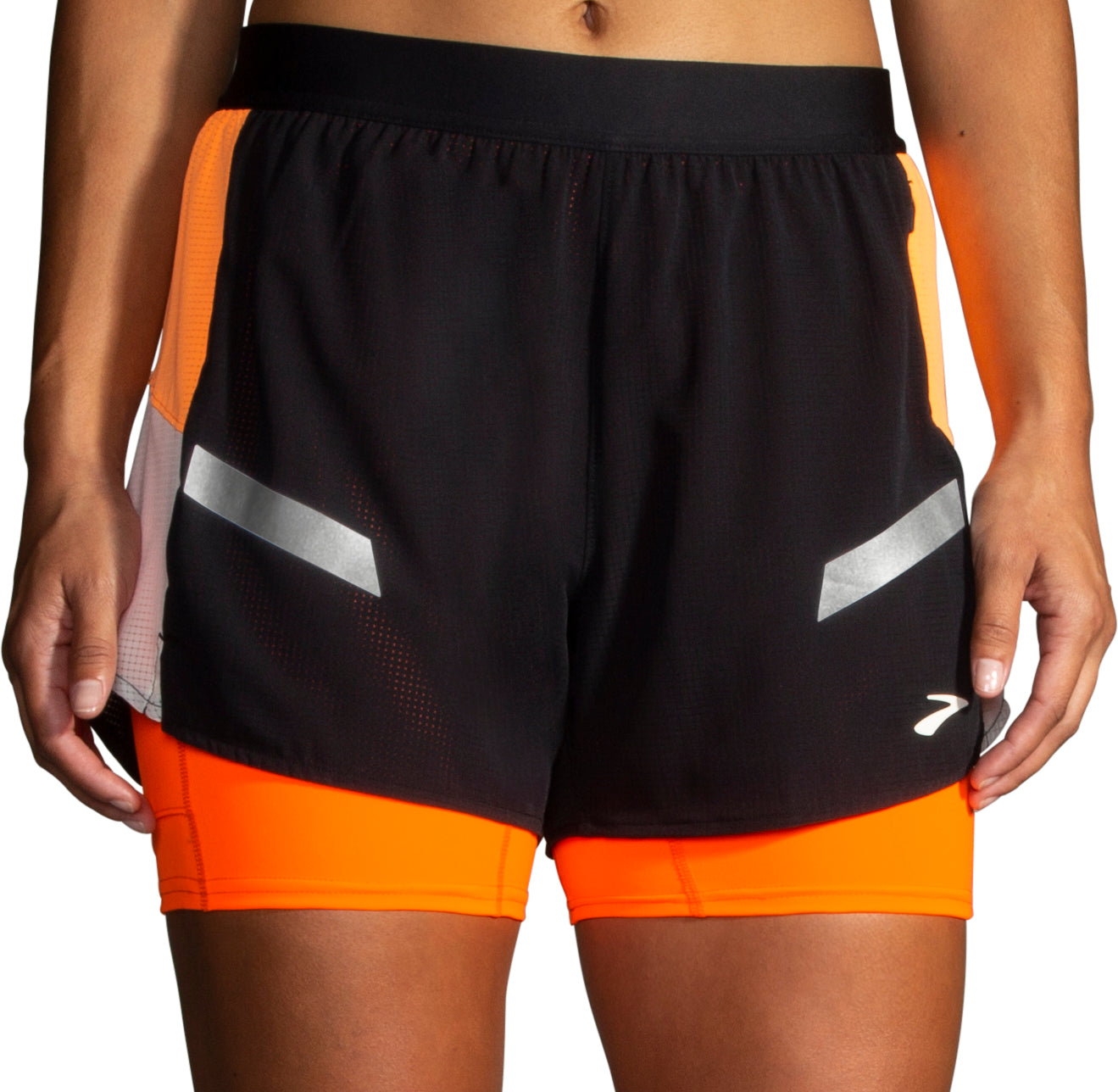 Brooks Run Visible 2.0 4 Inch 2 in 1 Womens Running Shorts - Black ...