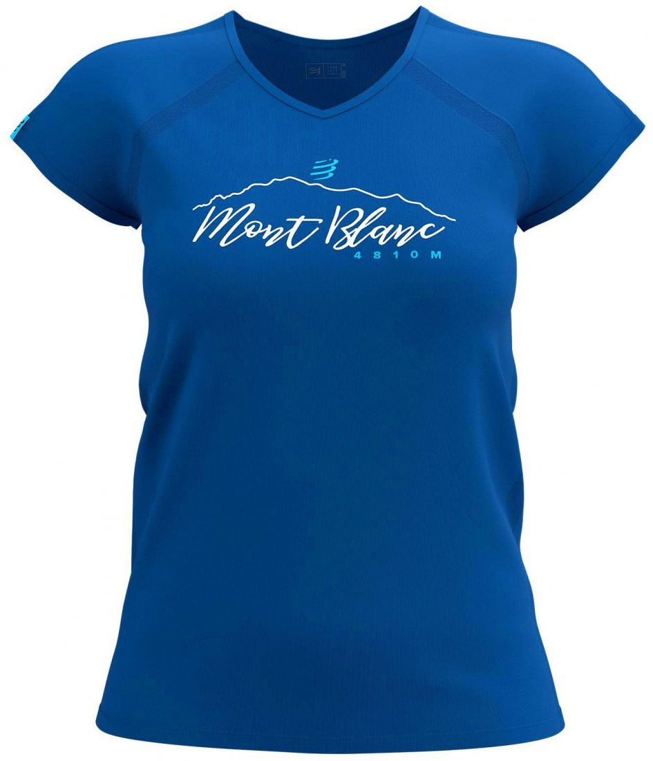 Compressport Mont Blanc 2022 Short Sleeve Womens Running Top - Blue ...