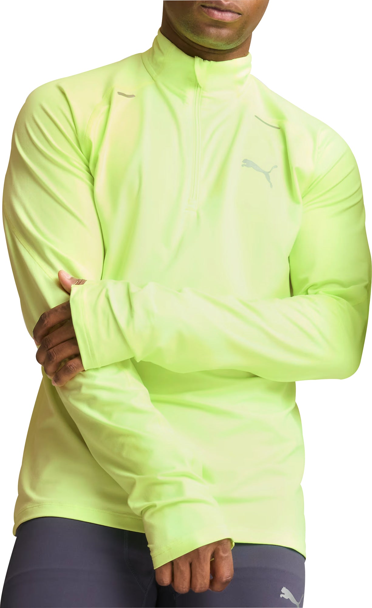 Puma Run Cloudspun Half Zip Long Sleeve Mens Running Top - Green ...