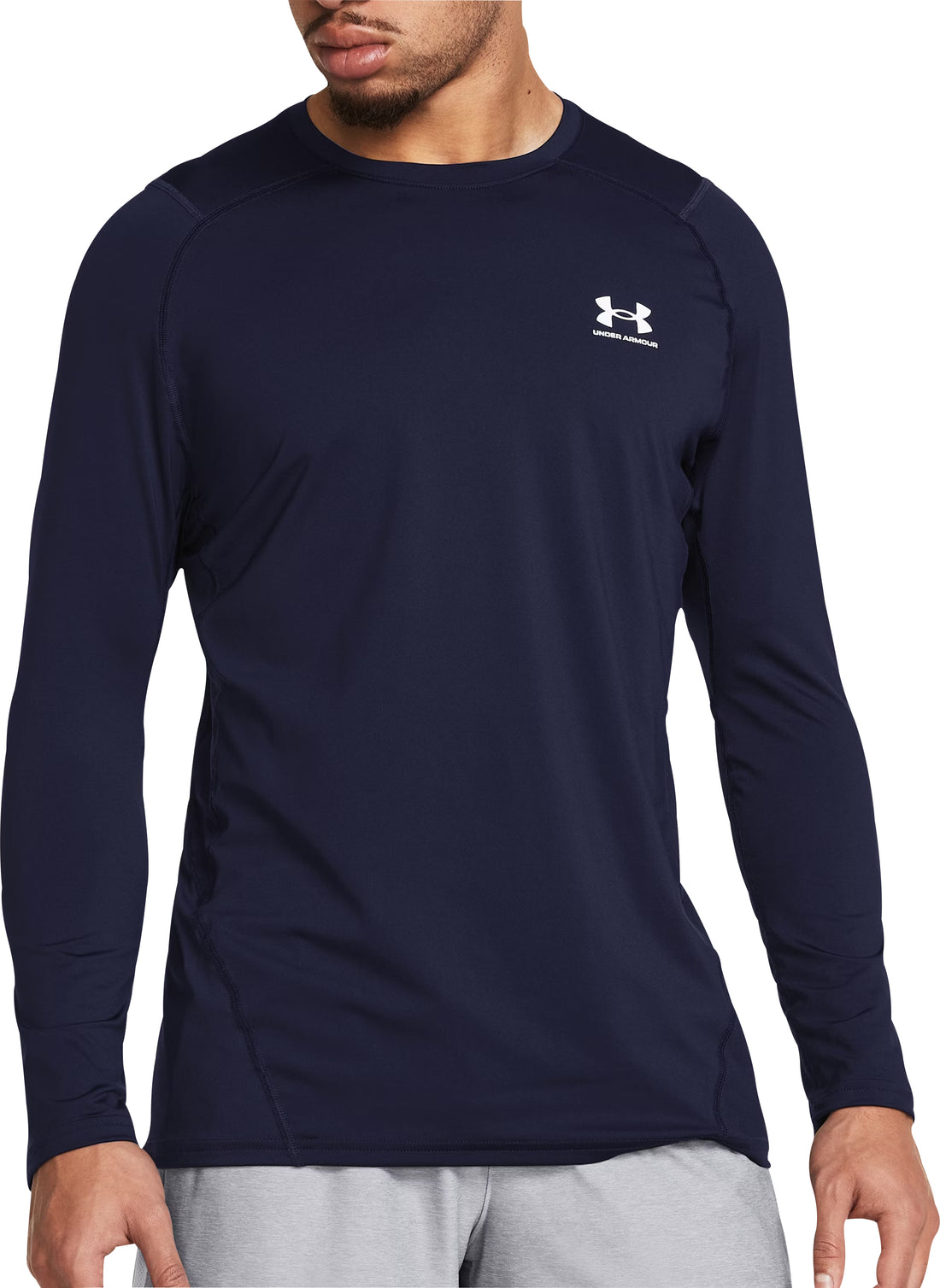 Under Armour HeatGear Fitted Long Sleeve Mens Running Top - Blue ...