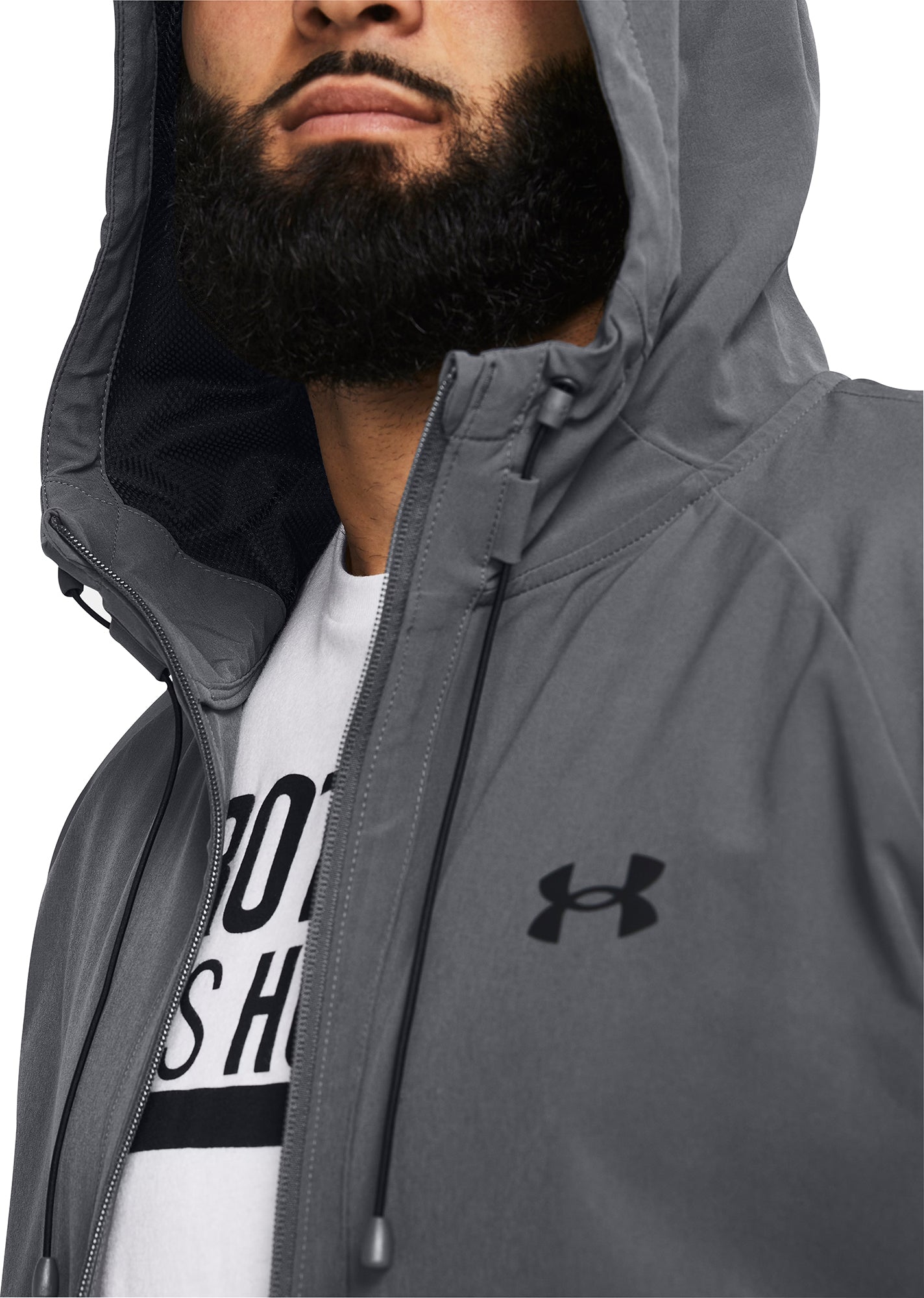 Under Armour Stretch Woven Windbreaker Mens Running Jacket Grey Start Fitness