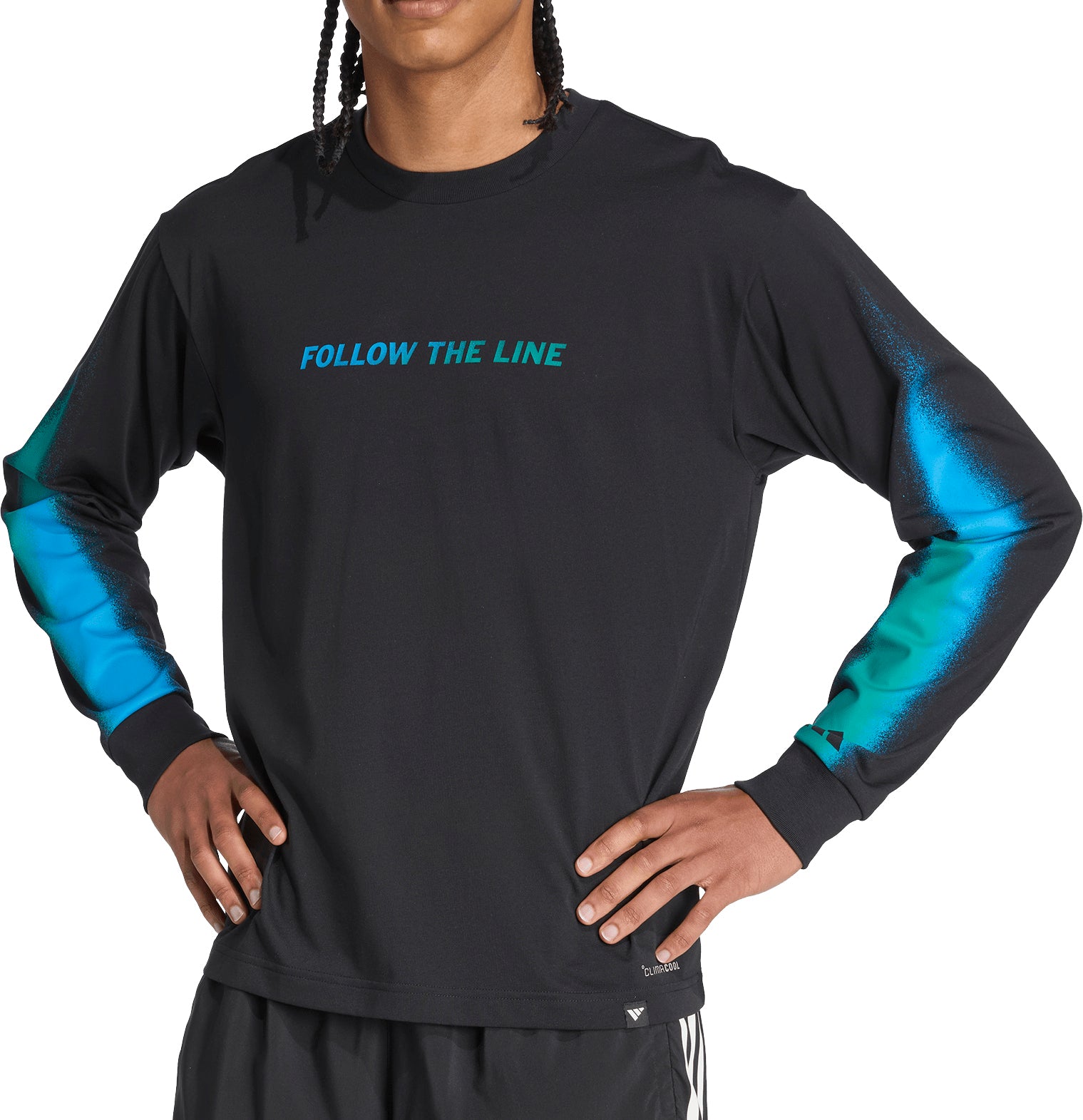 adidas Follow The Line Graphic Long Sleeve Mens Running Top - Black ...