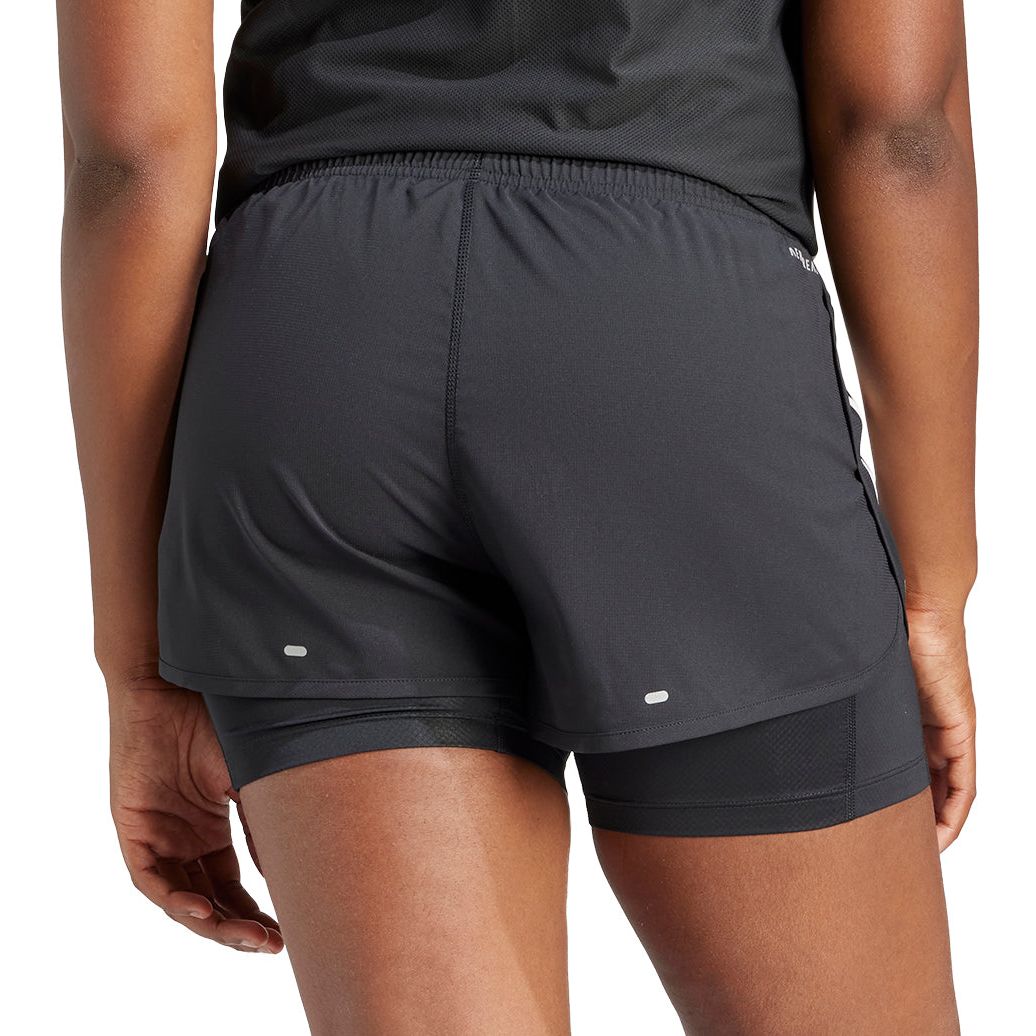 adidas Own The Run 3 Stripes 2 In 1 Womens Running Shorts - Black ...