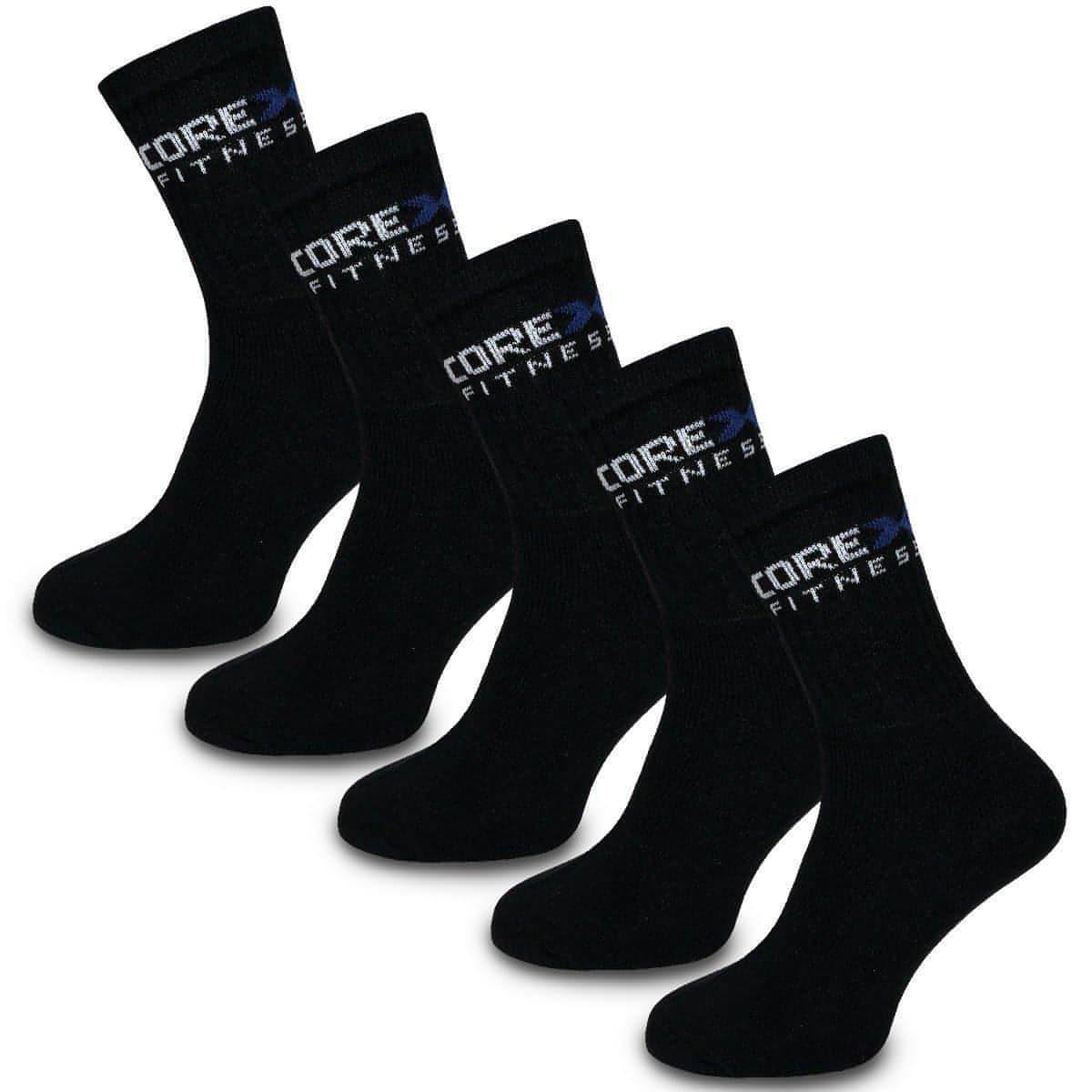CoreX Fitness Leisure 5 Pack Mid Calf Sport Socks - Black – Start Fitness