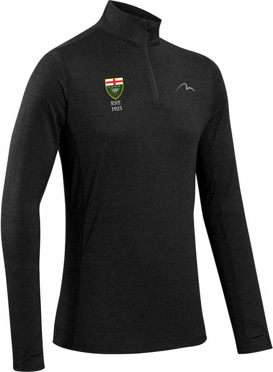 More Mile Core ESAA Half Zip Long Sleeve Mens Running Top - Black ...