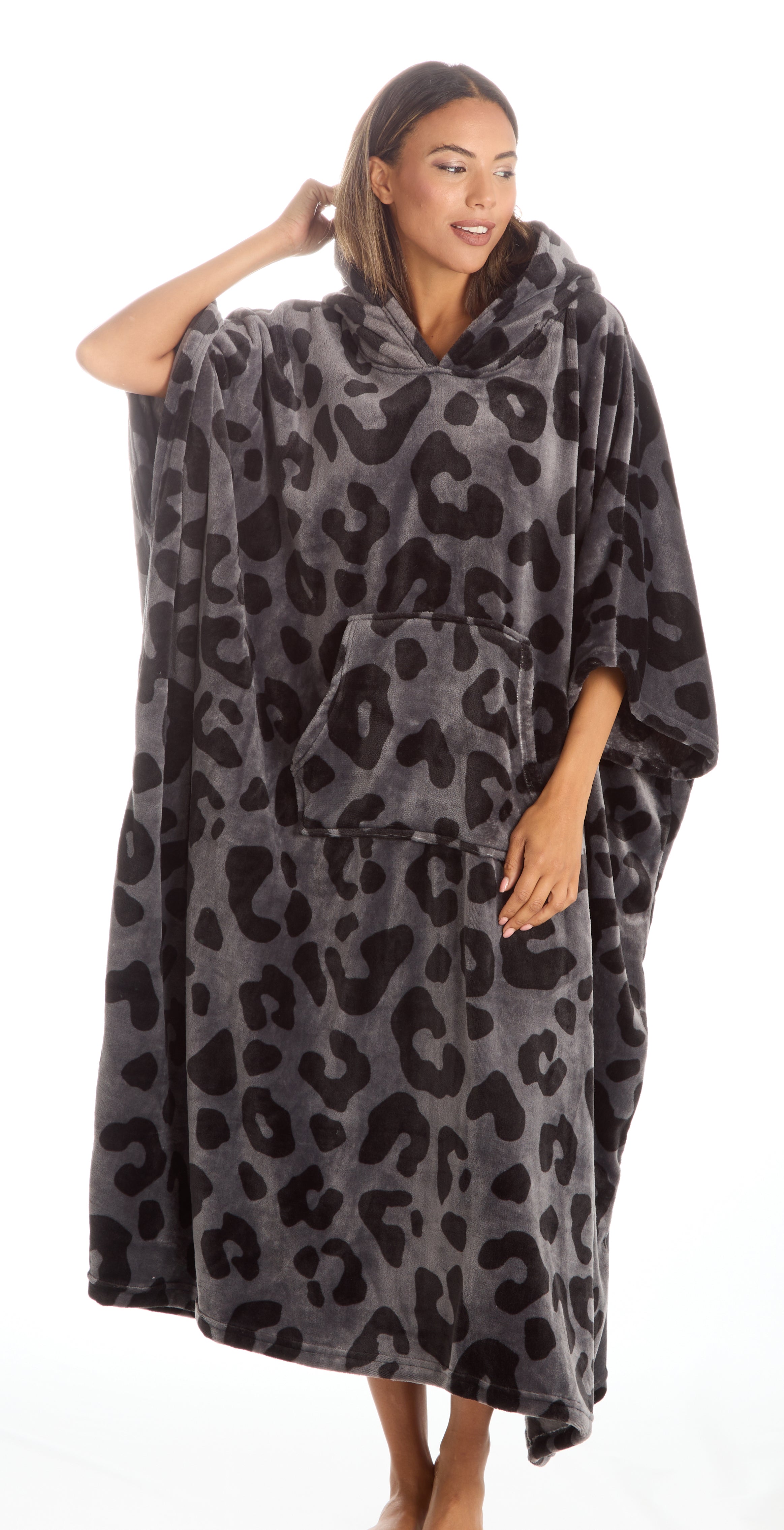 Huggable Hoodie Oversized Wearable Blanket Womens Fleece Hoody - Grey ...