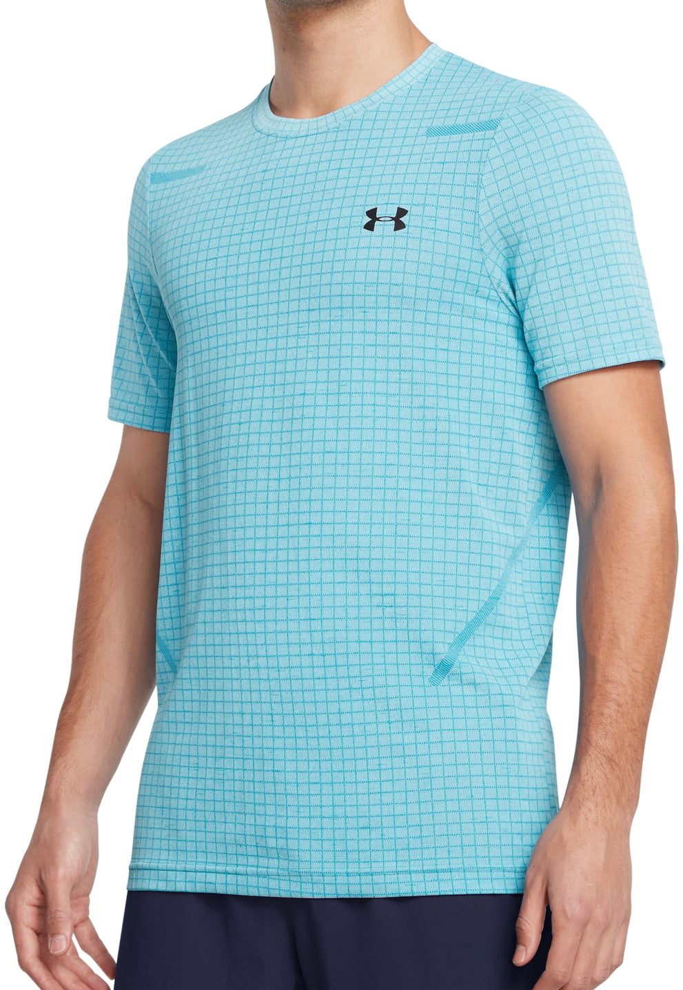 Under Armour Seamless Grid Short Sleeve Mens Training Top - Blue ...