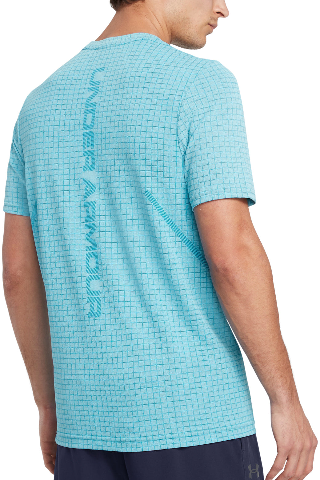 Under Armour Seamless Grid Short Sleeve Mens Training Top - Blue ...