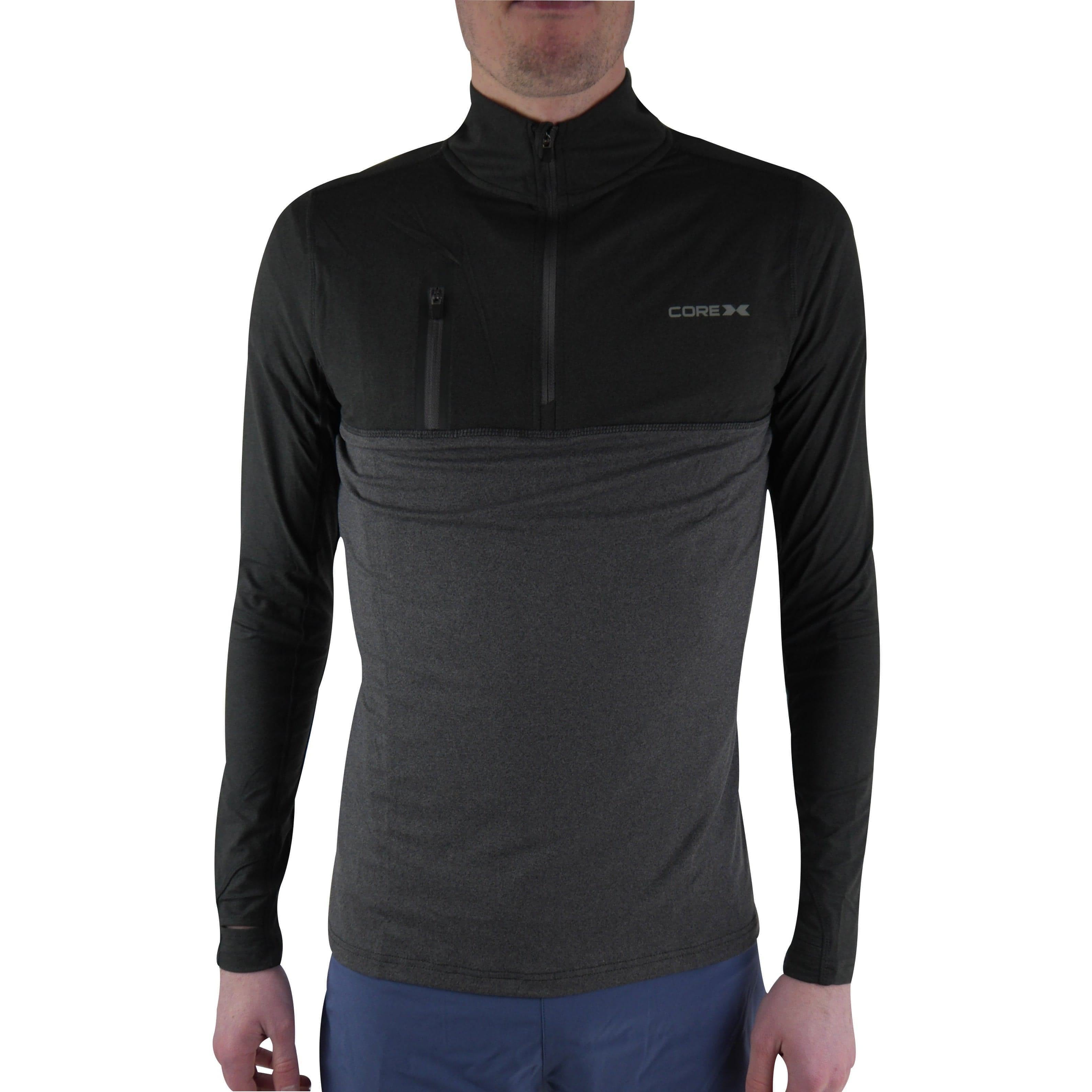 CoreX Fitness Half Zip Long Sleeve Mens Running Top - Black – Start Fitness