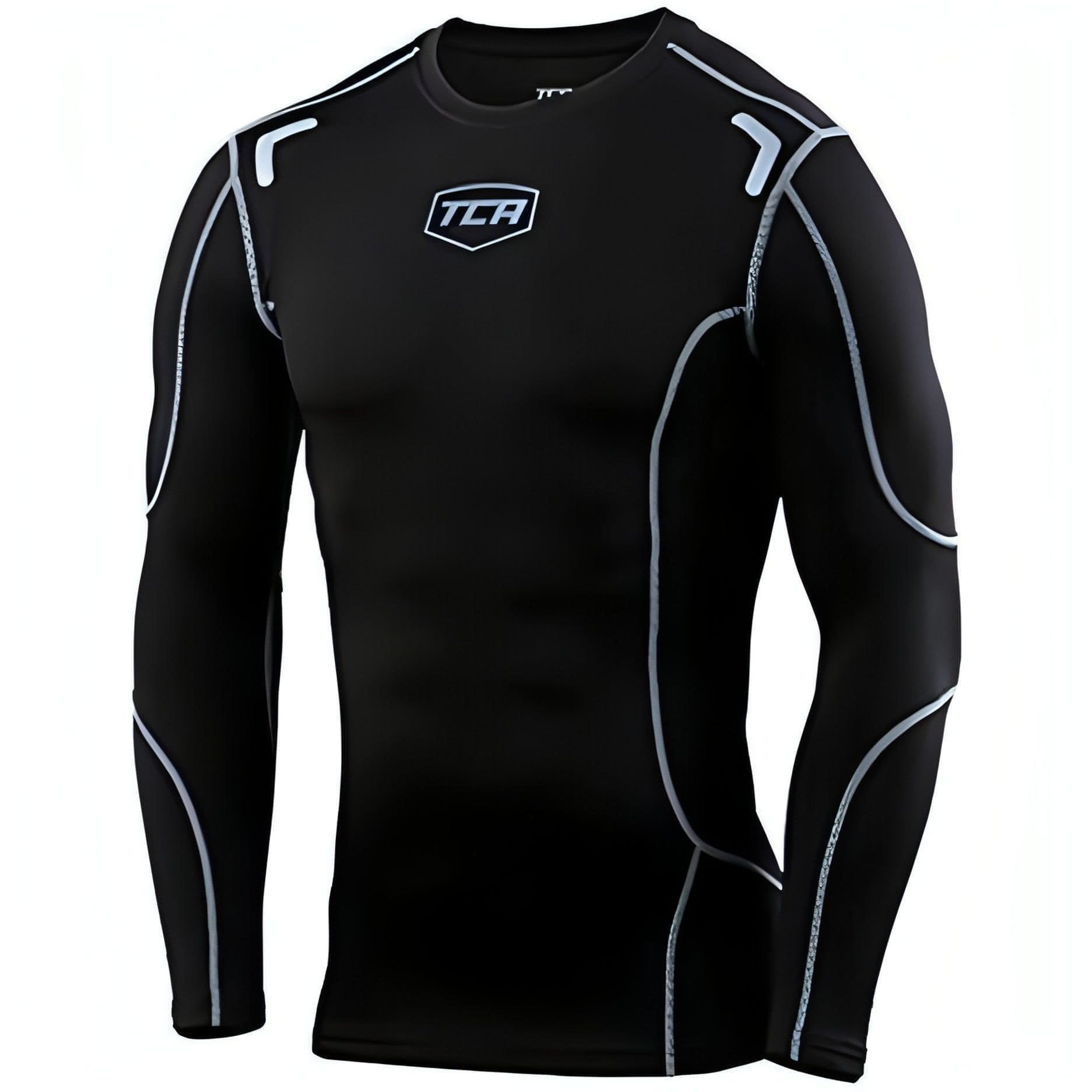 TCA Elite Plus Long Sleeve Mens Compression Top - Black – Start Fitness
