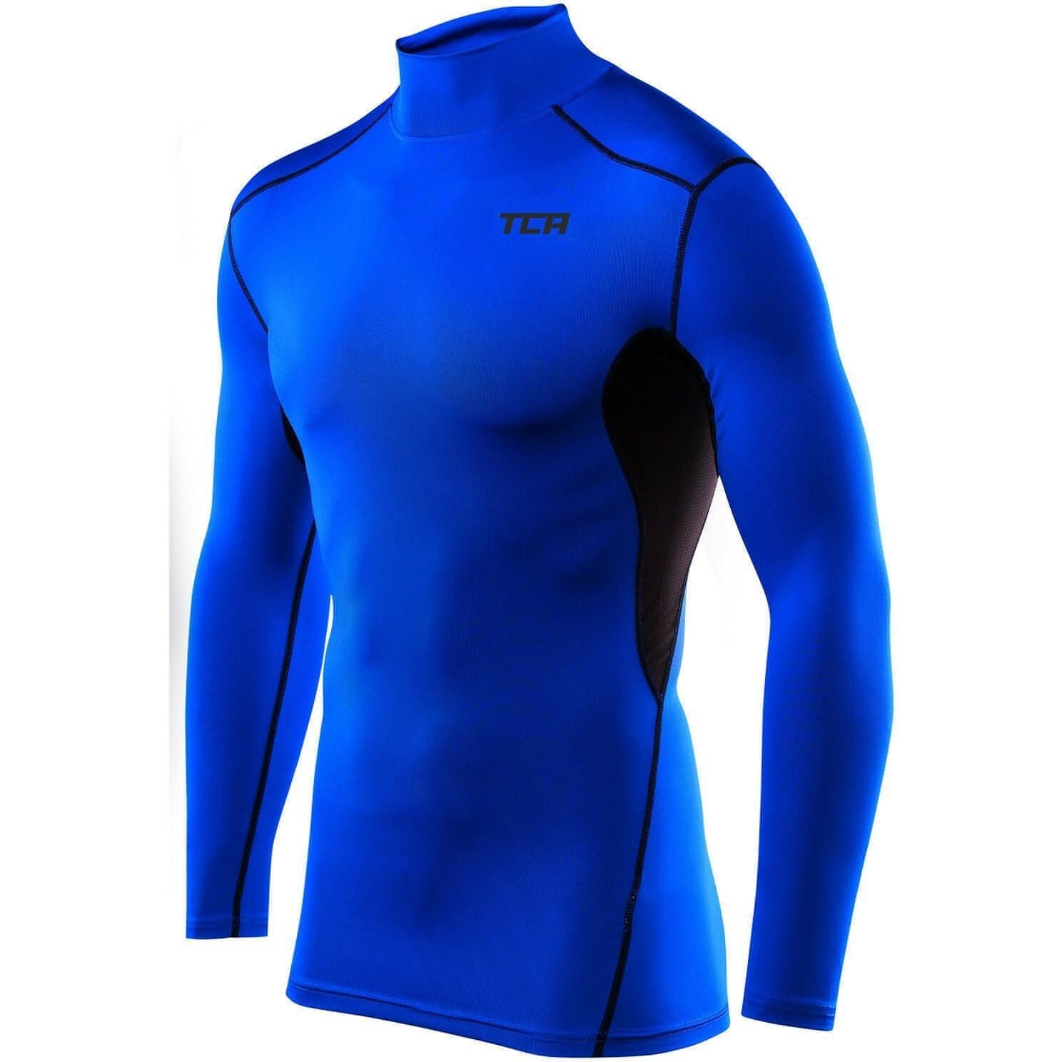 TCA HyperFusion Mock Neck Long Sleeve Junior Compression Top - Blue ...