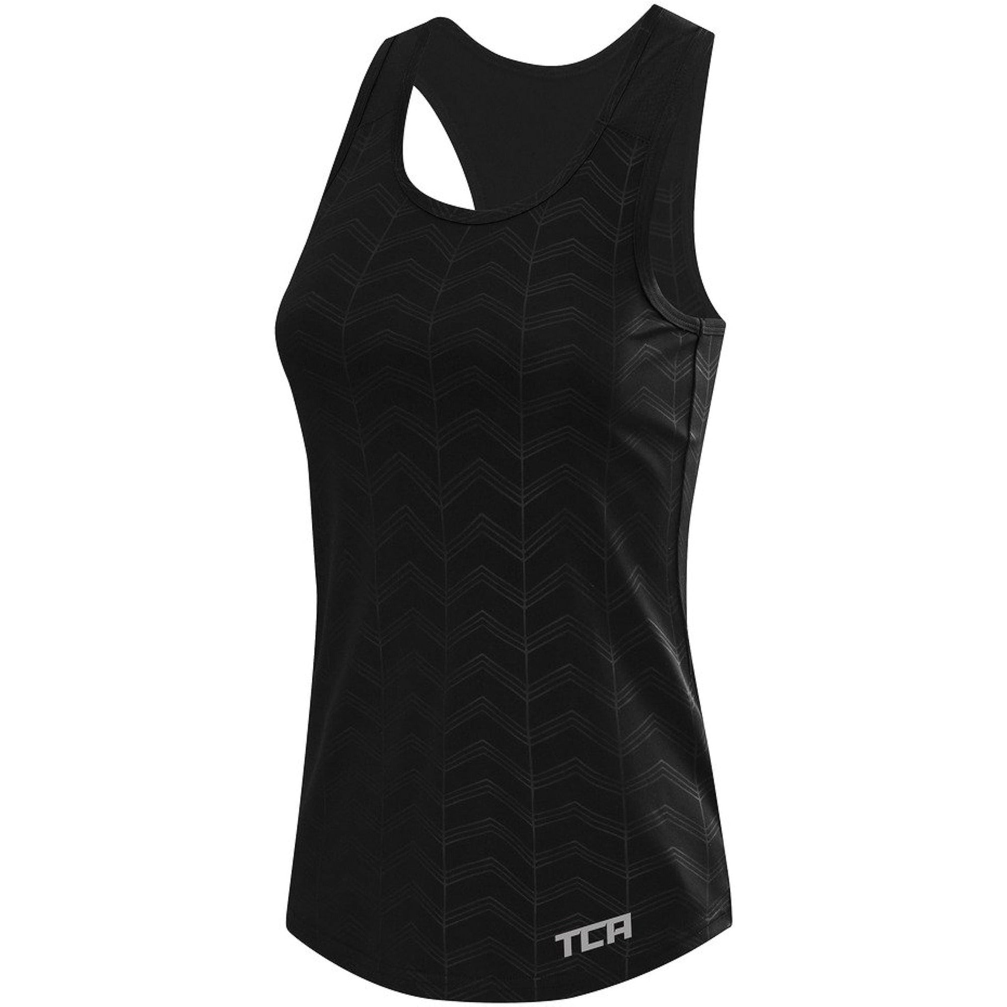 TCA Impulse Printed Racerback Womens Running Vest Tank Top - Black ...