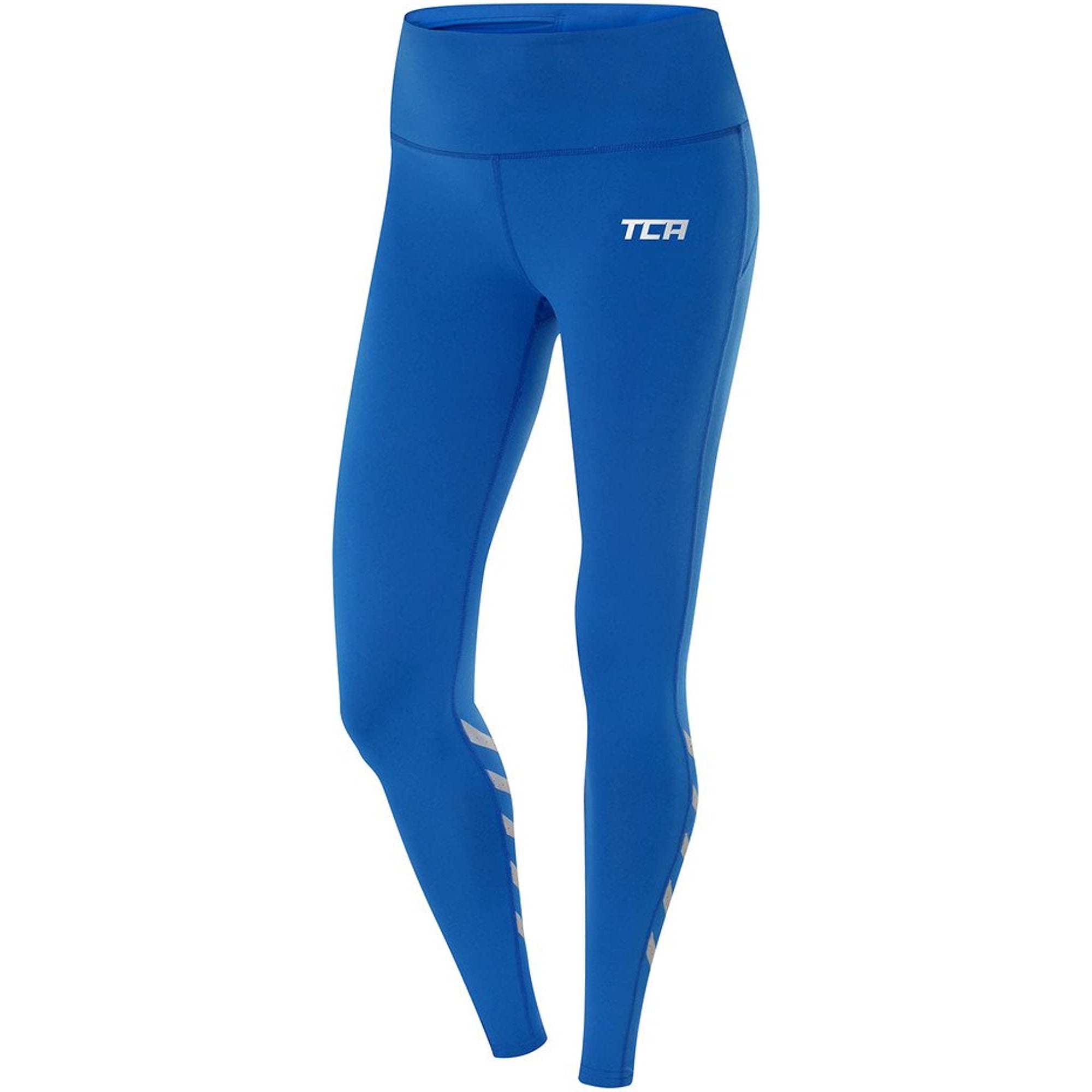 TCA Laser Tech Reflective Womens Long Running Tights - Blue – Start Fitness