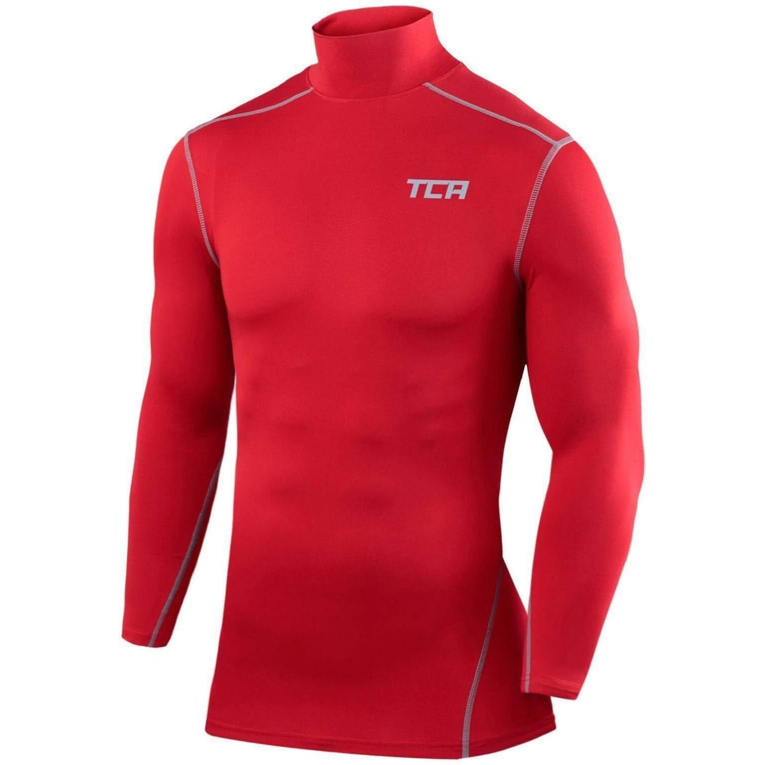 TCA Pro Performance Long Sleeve Mock Junior Compression Top - Red ...