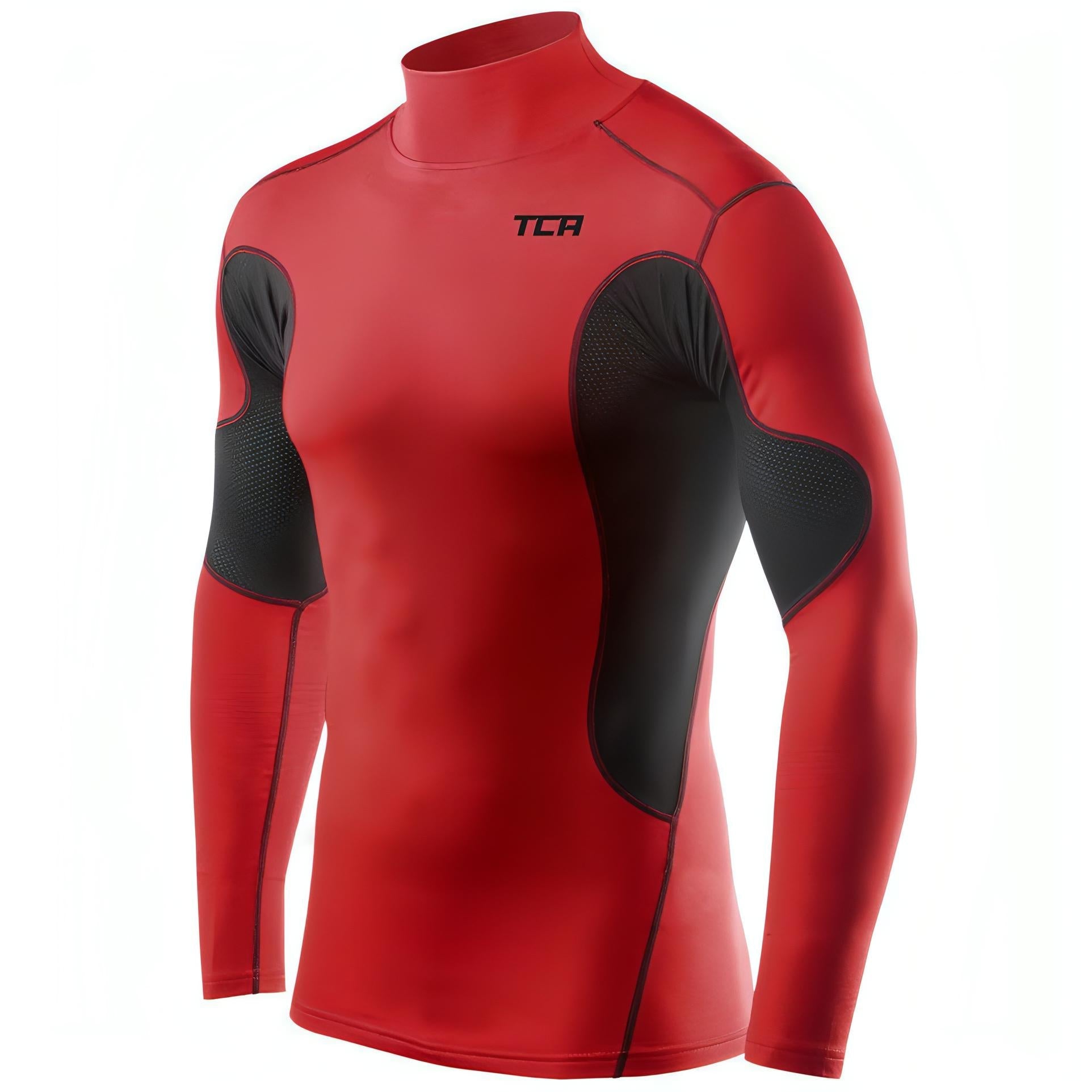 TCA SuperThermal Long Sleeve Mock Junior Compression Top - Red – Start ...
