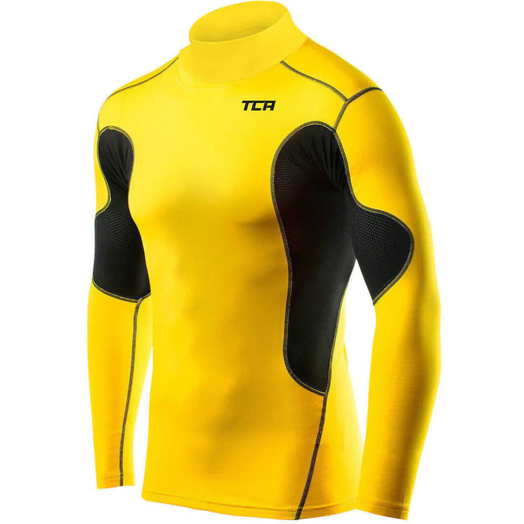 TCA SuperThermal Long Sleeve Mock Junior Compression Top - Yellow ...