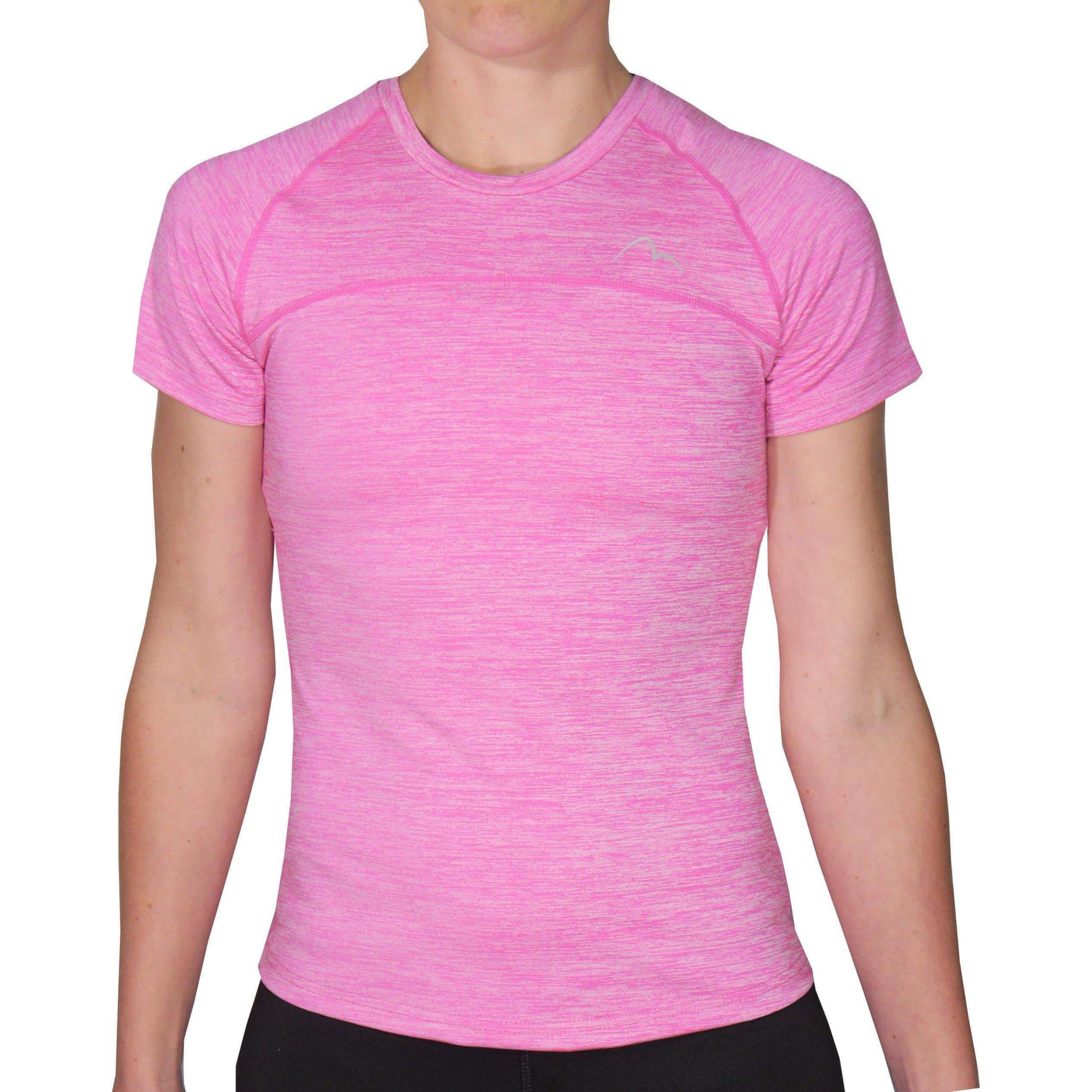 More Mile Heather Short Sleeve Girls Running Top - Pink – Start Fitness