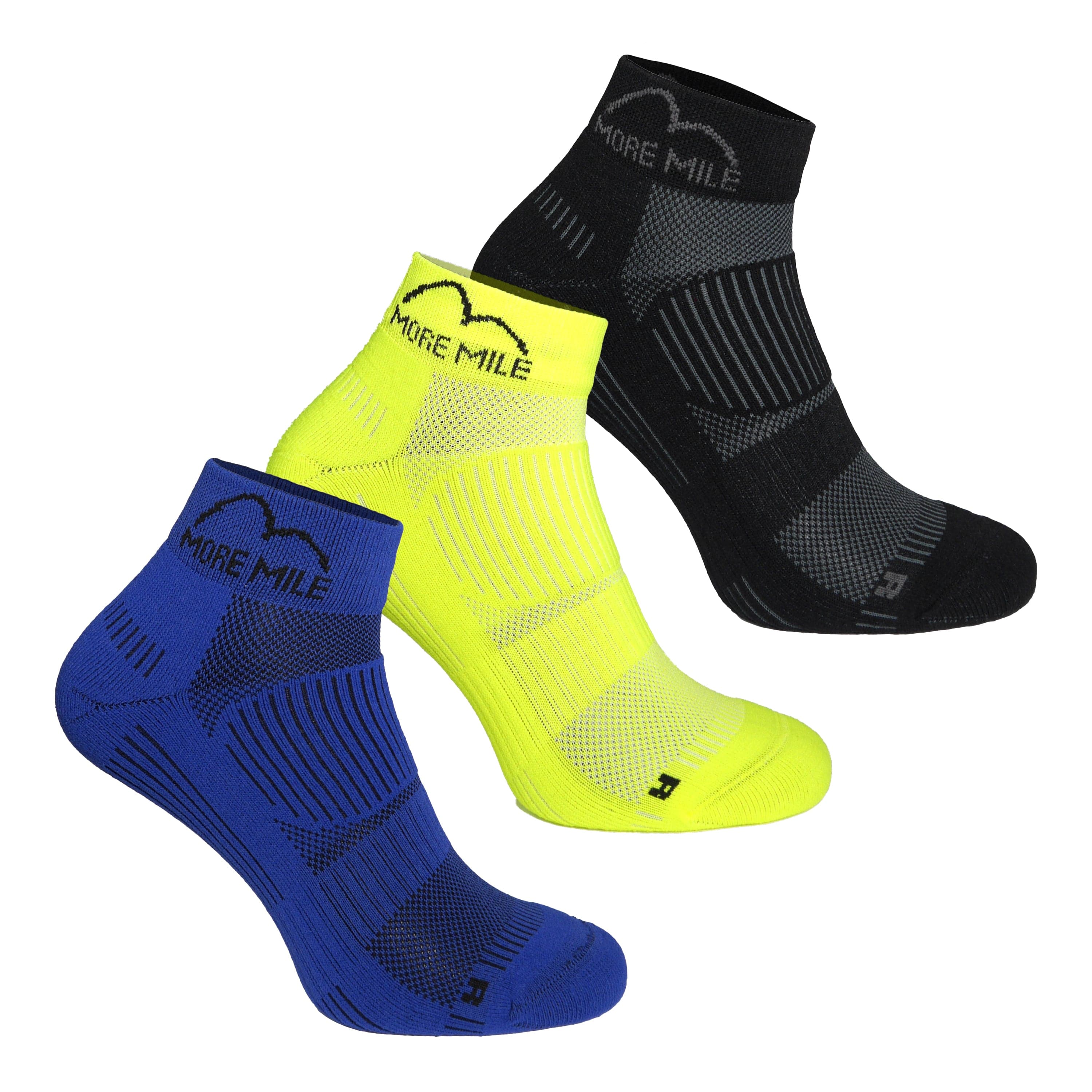 More Mile London 2.0 (3 Pack) Eco Friendly Running Socks - Multi ...