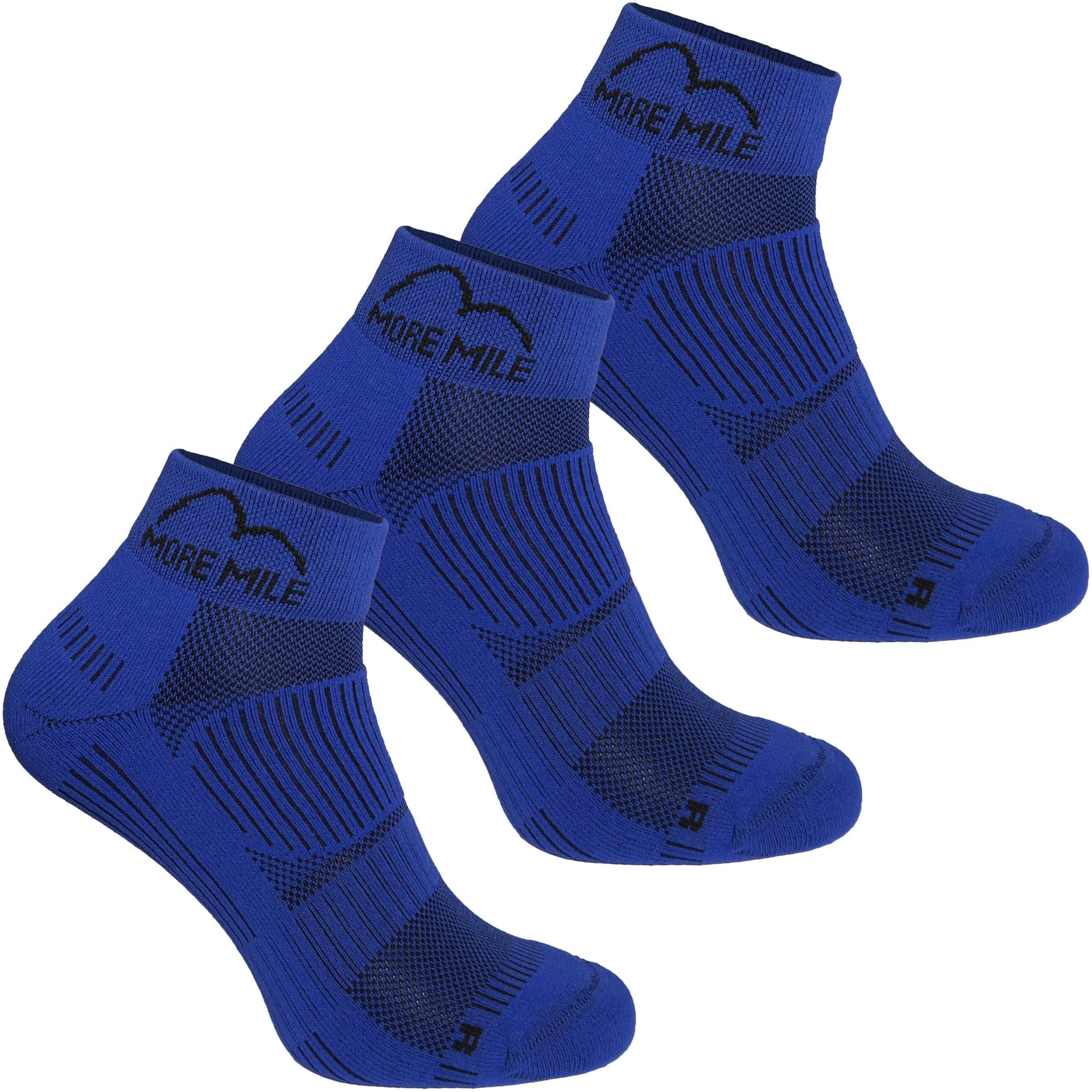 More Mile London 2.0 (3 Pack) Eco Friendly Running Socks - Blue – Start ...
