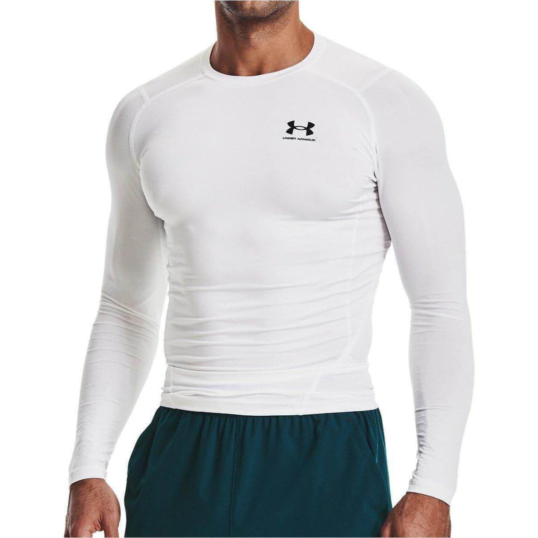 Under Armour HeatGear Armour Long Sleeve Mens Compression Top - White ...