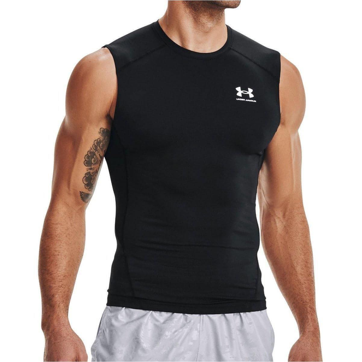 Under Armour HeatGear Armour Mens Sleeveless Compression Top - Black ...